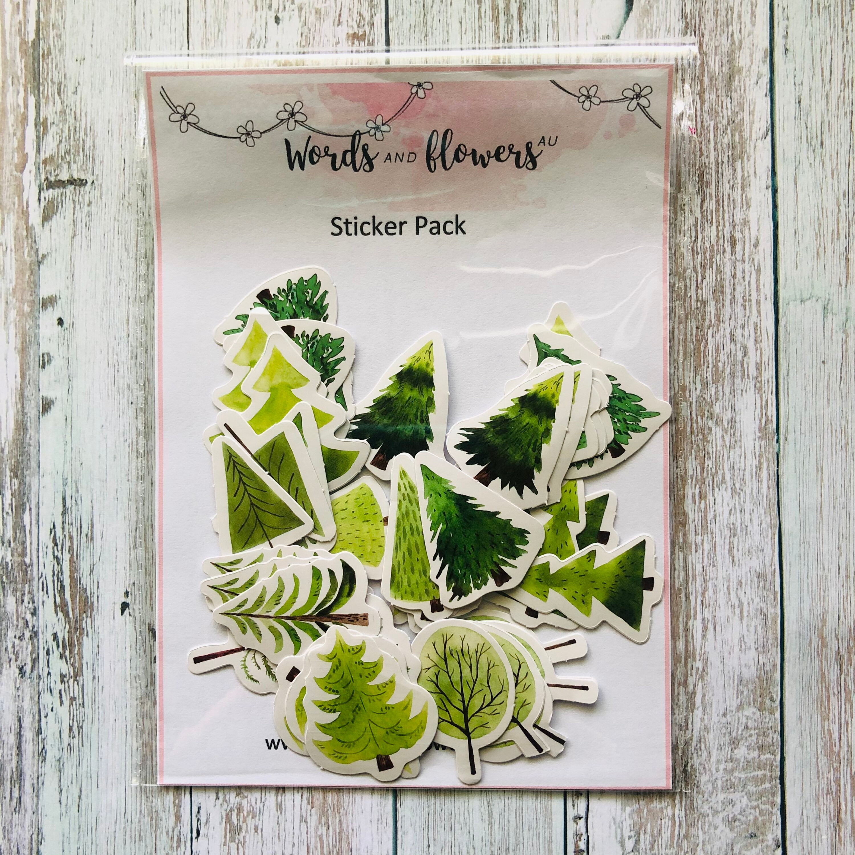 Tree Stickers Green Tree Sticker Set Set of 45 Paper | Etsy