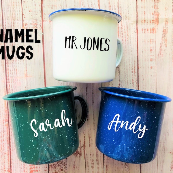 Custom Enamel Mug - Etsy Australia