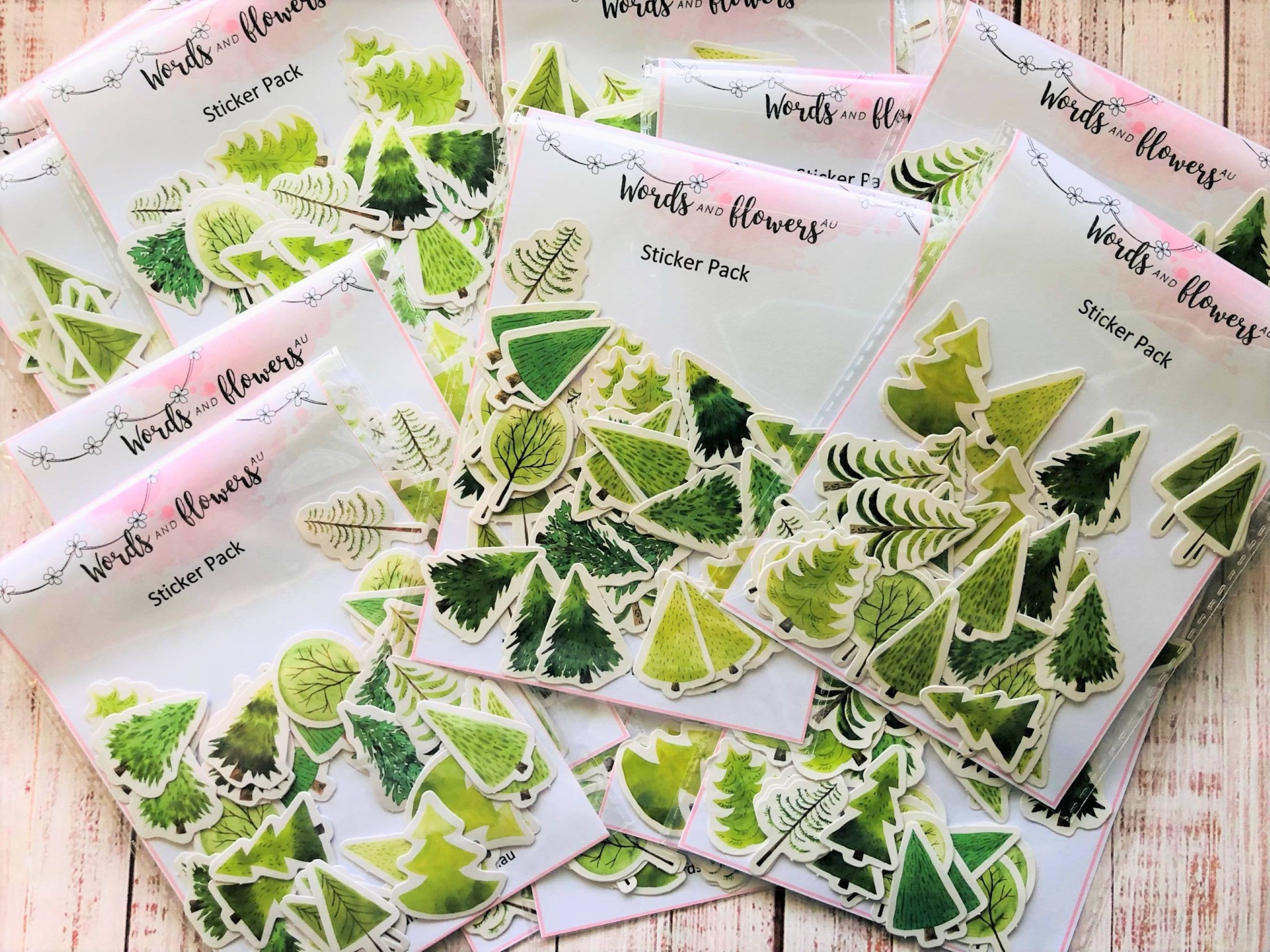 Tree Stickers Green Tree Sticker Set Set of 45 Paper | Etsy