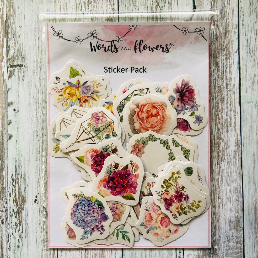 Floral Stickers: Scrapbooking, Journaling, Card Making - 46 Piece Pack ...