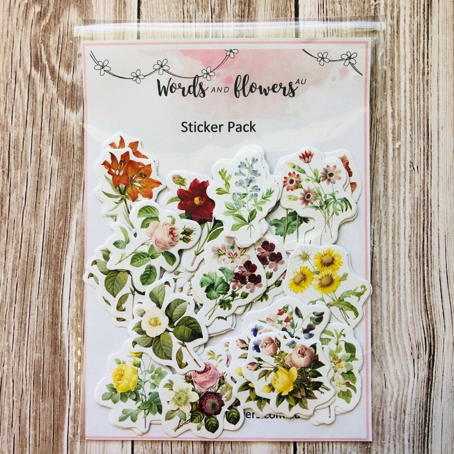 Vintage Flower Sticker Pack Set of Beautiful Flower Stickers | Etsy