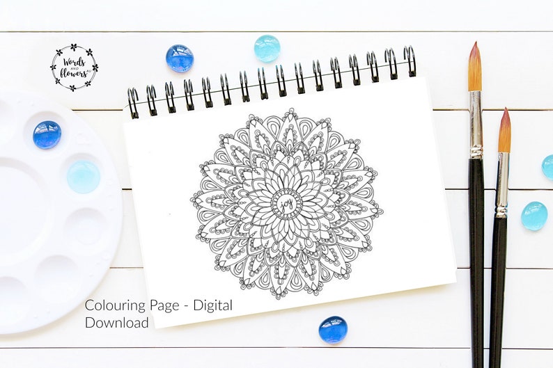 Mandala Colouring Page Joy Mandala Digital Download | Etsy