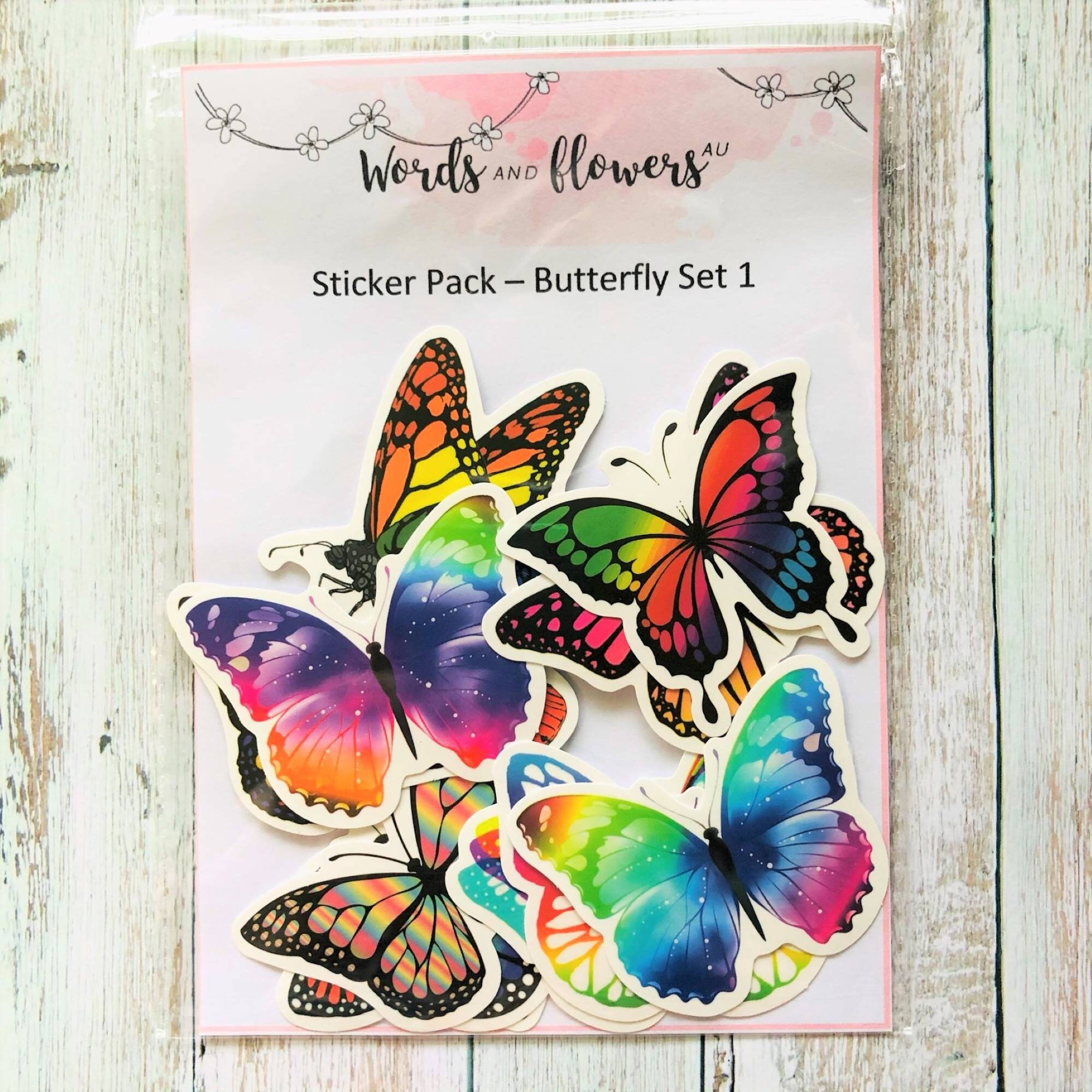 Paper & Party Supplies Stickers Rainbow mini butterflies sticker pack ...