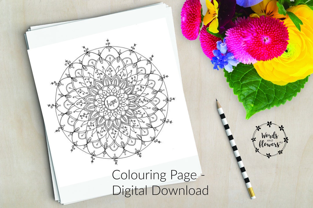 Mandala Colouring Page, Hope Mandala, Mandala Printable, Mandala Art ...