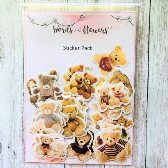 Teddy Bear Sticker Pack Cute Teddy Bear Stickers - Etsy