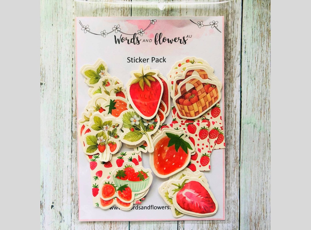 Strawberry Sticker Pack: Scrapbook Planner Stickers (45pc) - Etsy