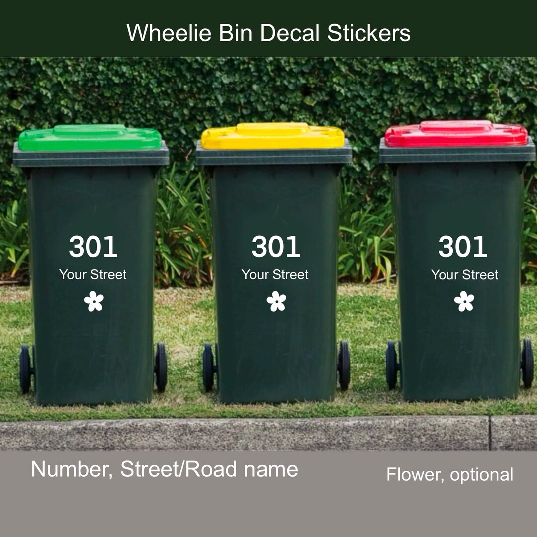 Wheelie Bin Labels, Wheelie Bin Decal Stickers, Street Number and Name ...