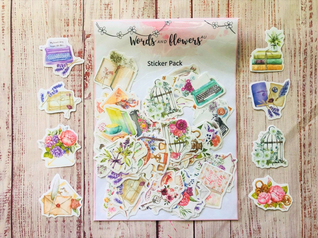 Nostalgic Stickers, Floral Stickers, Flower Sticker Set, Stickers for ...