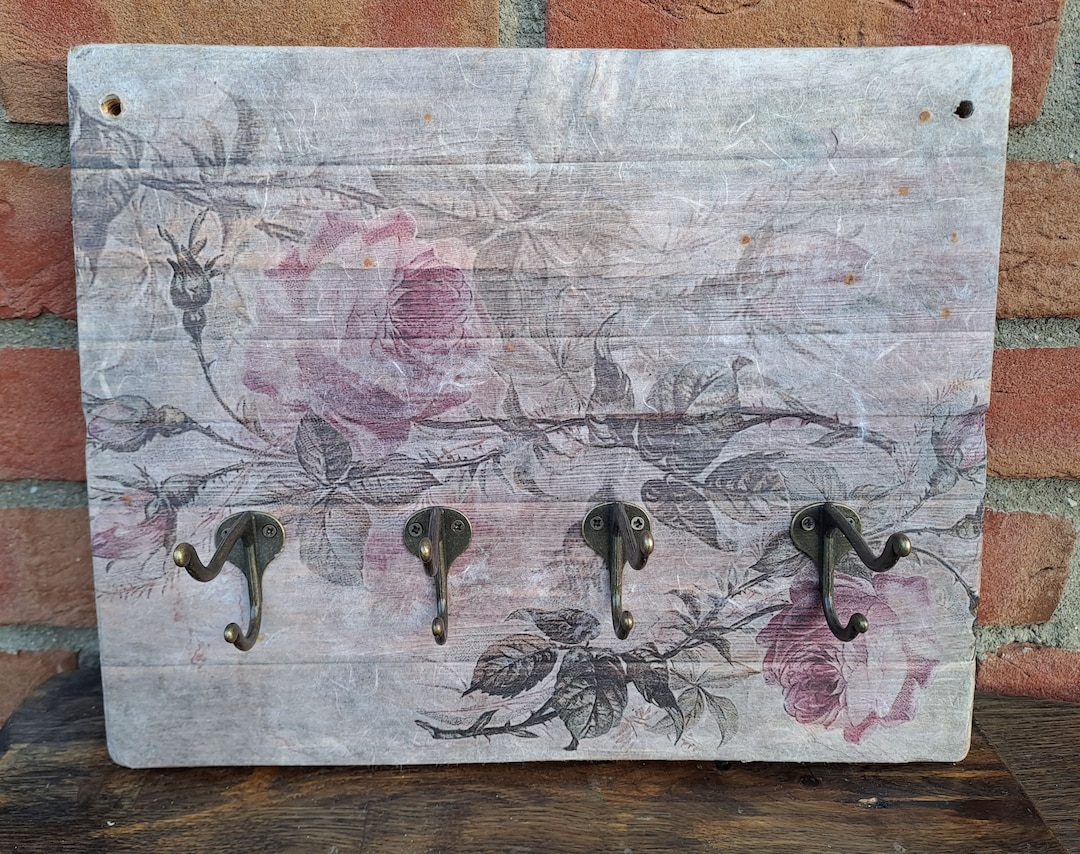 Wardrobe Handmade Old Wood Roses Romance Hook Rack Wall Hook - Etsy