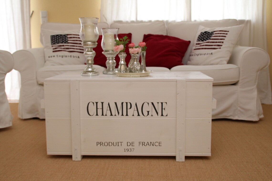 Coffee Table Chest Wooden Box Vintage Shabby White - Etsy