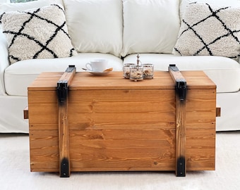 Coffee Table Chest Wooden Box Vintage Shabby Chic - Etsy