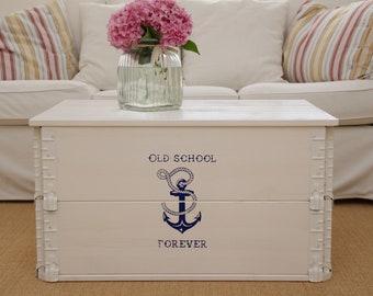 Coffee Table Chest Wooden Box Vintage Shabby White - Etsy