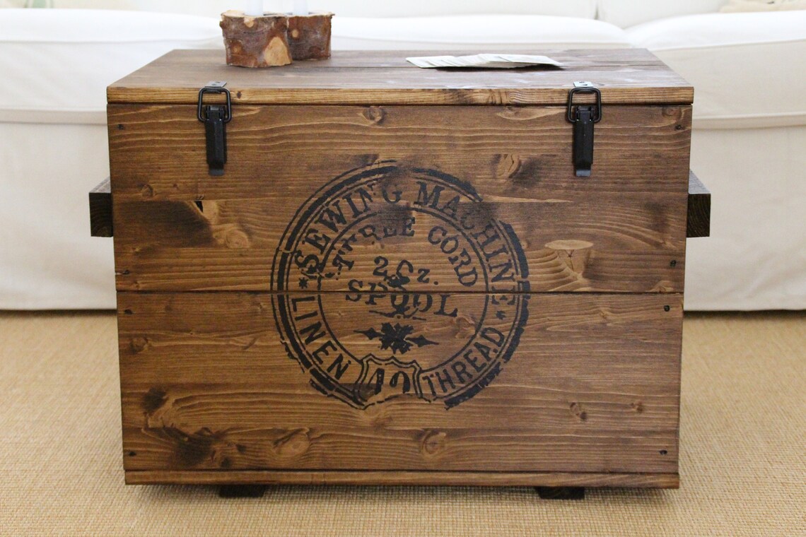 Coffee table Chest Wooden Box Vintage Shabby Chic | Etsy