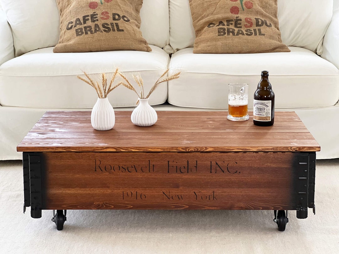 Coffee Table roosevelt Chest Wooden Box Side Table Vintage Shabby Chic ...