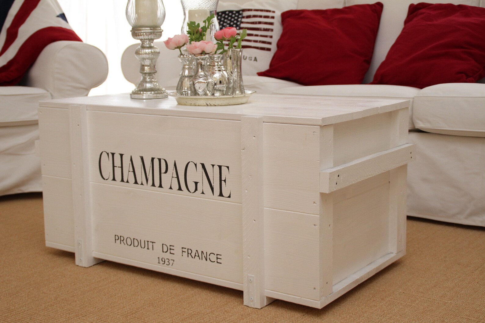 Coffee Table Chest Wooden Box Vintage Shabby White - Etsy