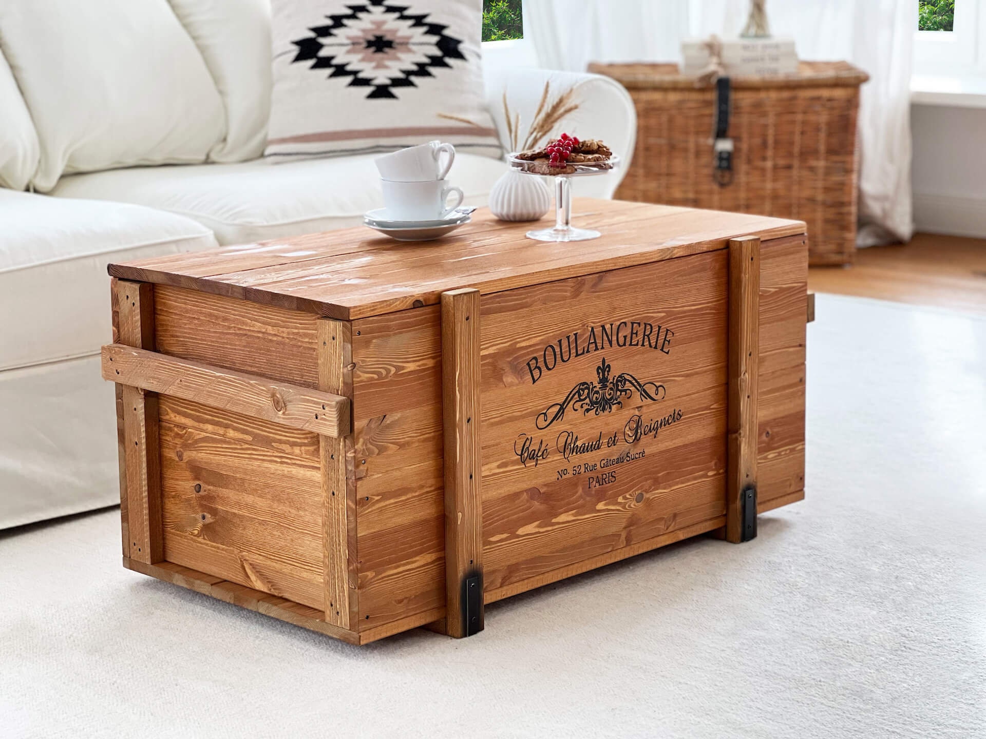 Trunk Cargo Box boulangerie Coffee Table Wooden Box Side Table Vintage ...