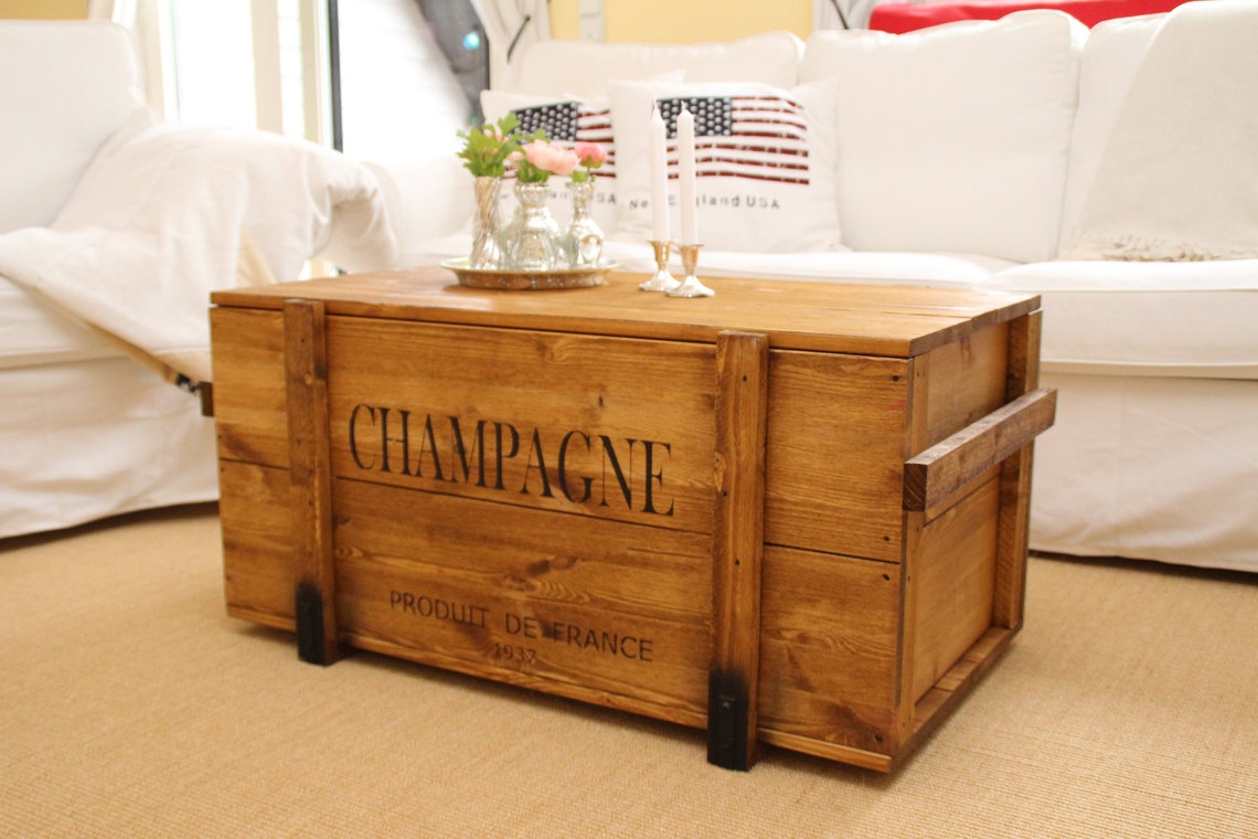 Coffee Table Chest Wooden Box Vintage Shabby Chic | Etsy