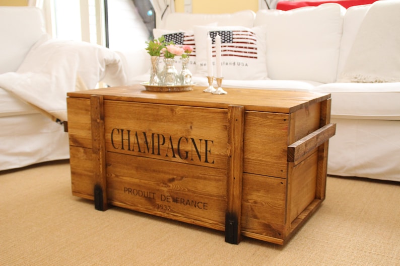 Coffee Table Chest Wooden Box Vintage Shabby Chic | Etsy