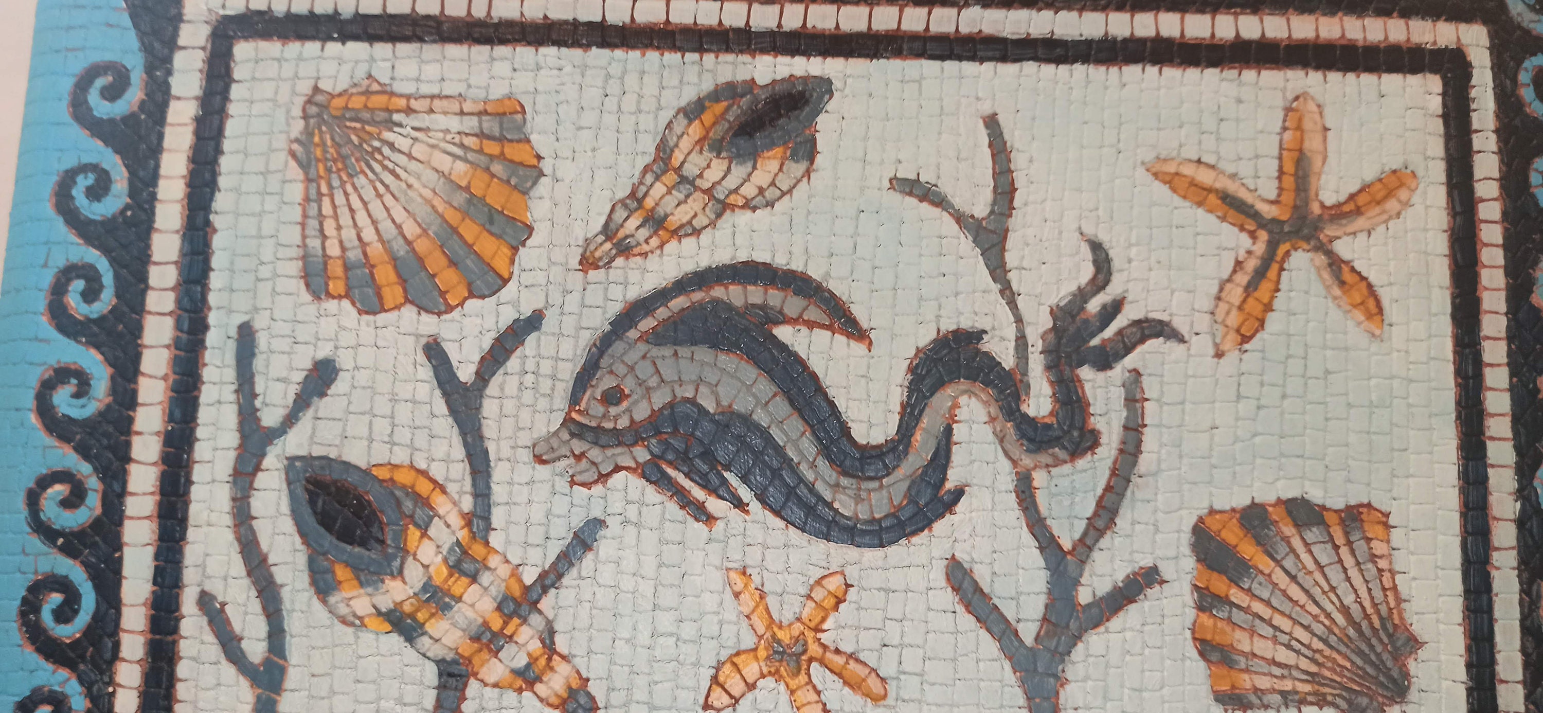 Pompeii Roman Mosaic - Dolphin Design - Handmade Wall Art - Unique Gift ...