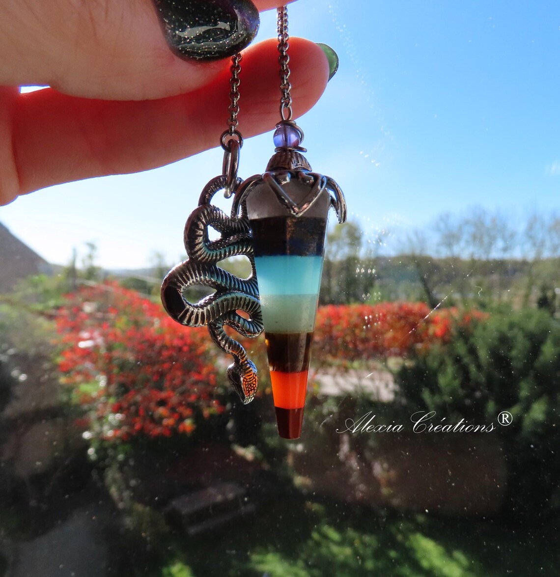 Kundalini Divinatory Pendulum, With Tip Composed of the 7 Chakra Stones ...