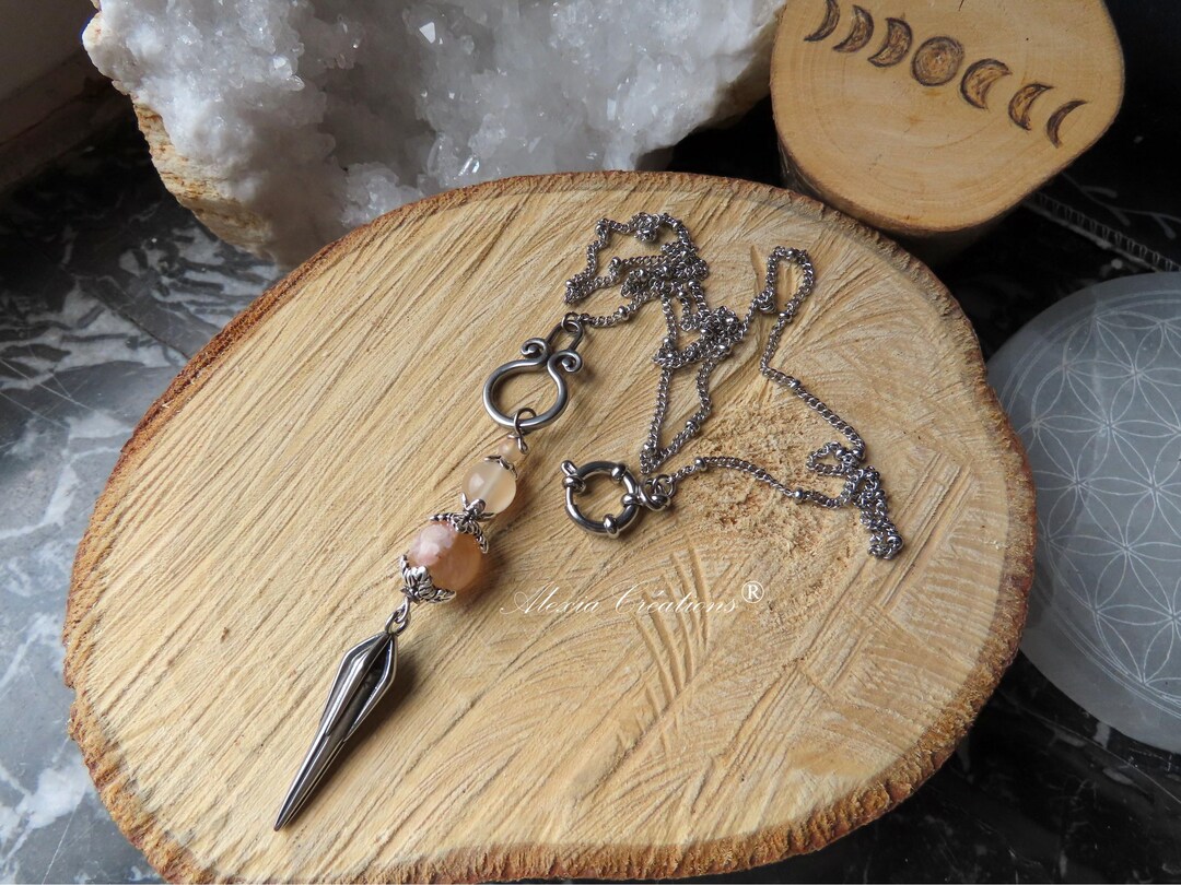 Divination Pendulum Necklace With Cherry Blossom or Sakura Agate Beads ...
