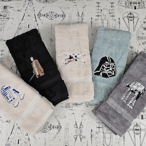 Star Wars Inspired Embroidered Bathroom Hand Towels - Etsy