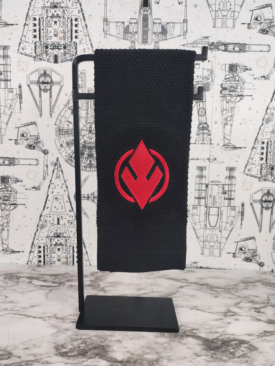 Sith Eternal Crest Embroidery on Black Kitchen Towel. - Etsy