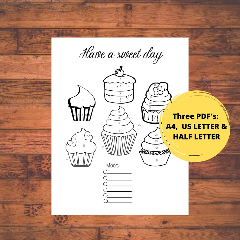 Mood Tracker Bullet Journal Planner Cupcake Template Mood Chart Insert ...