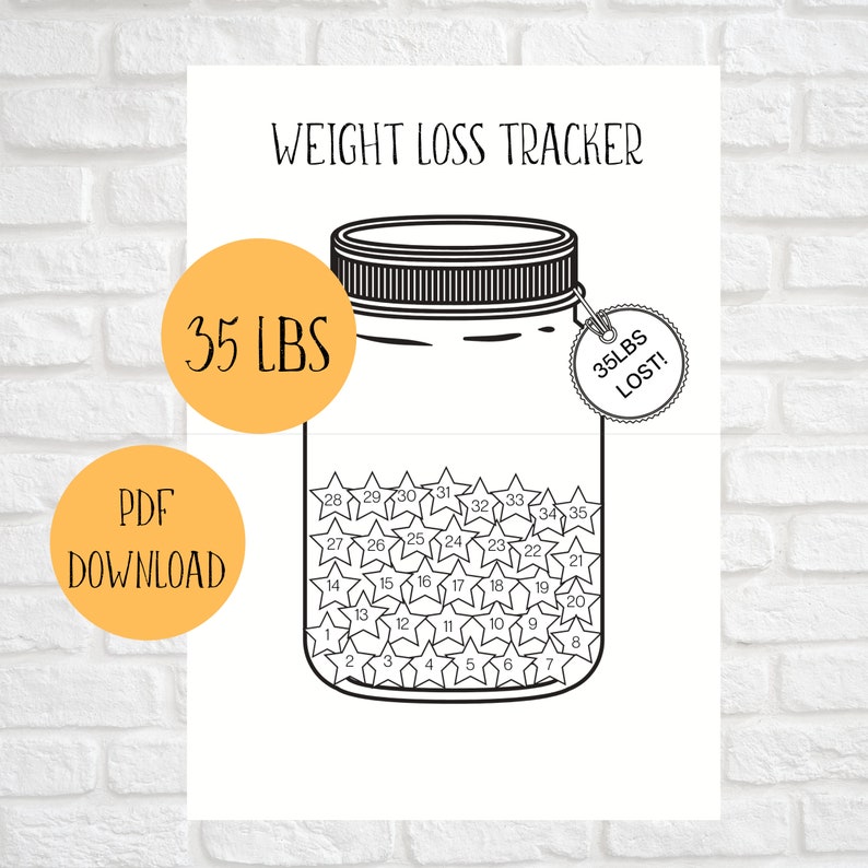 Weight Loss Tracker Jar 35LBS Printable Body Measurement - Etsy