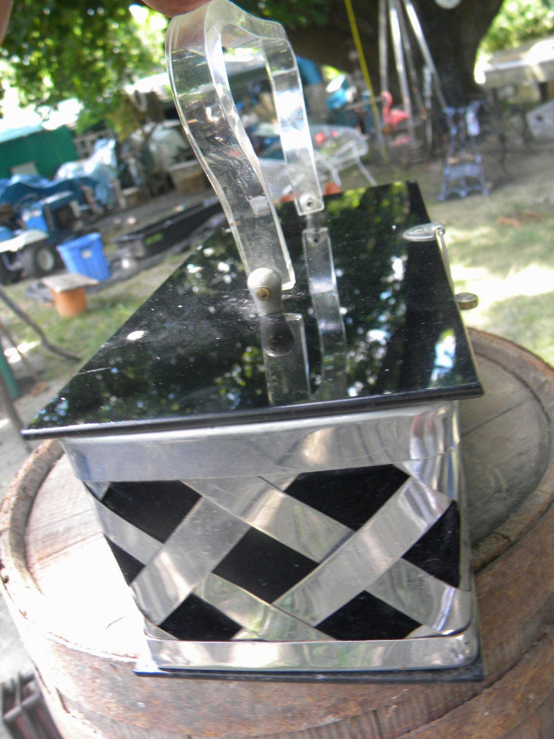 Vintage Antique 1950s Black LUCITE and Chrome PURSE HANDBAG - Etsy