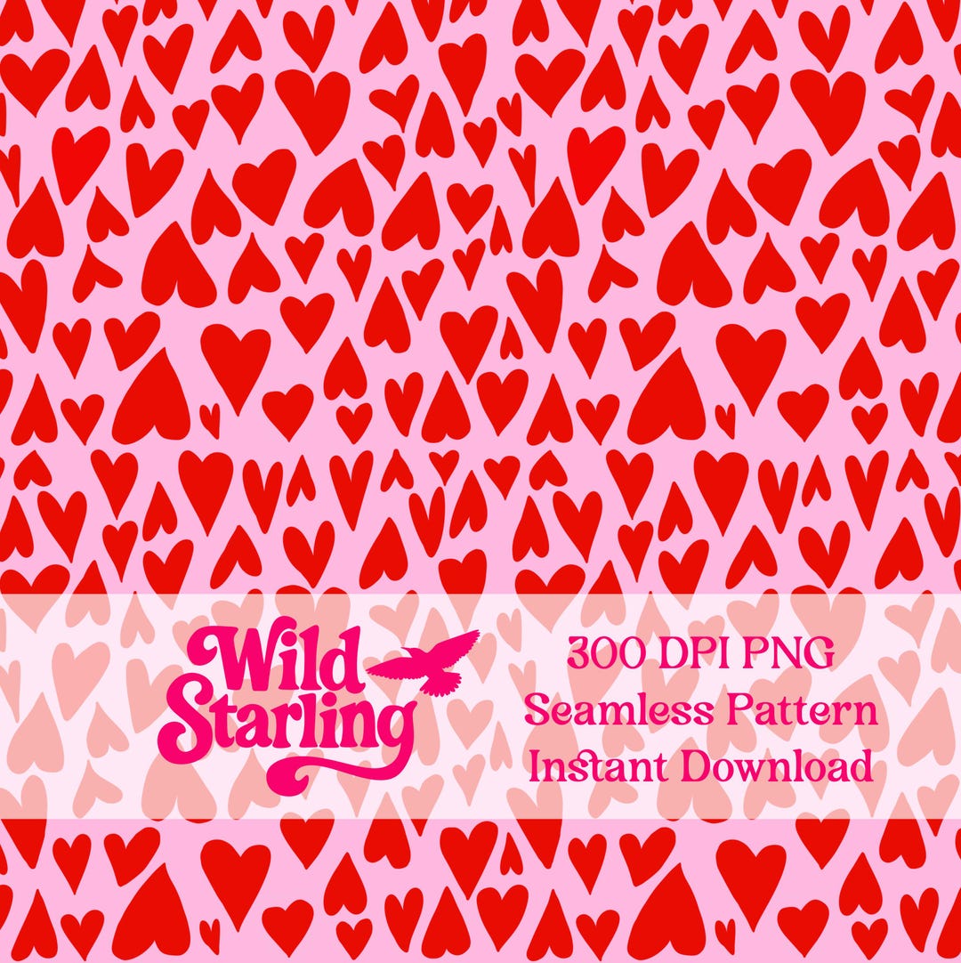 Endless Love | Pink, Red Hand Drawn Love Hearts, Valentines Seamless ...
