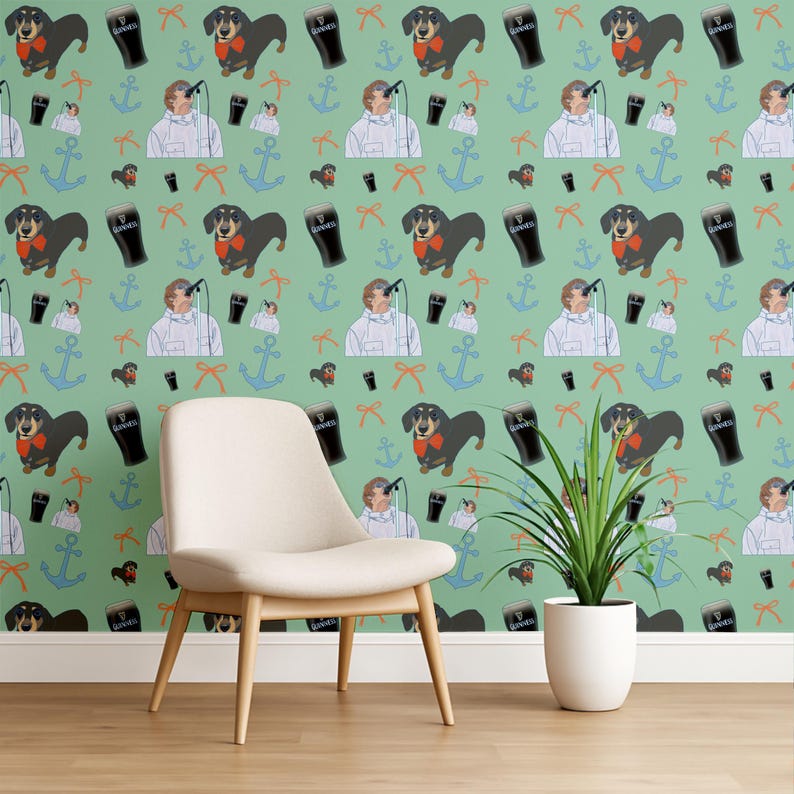 Alex | Liam Gallagher Dachshund Dog Anchor Guinness Seamless Pattern ...