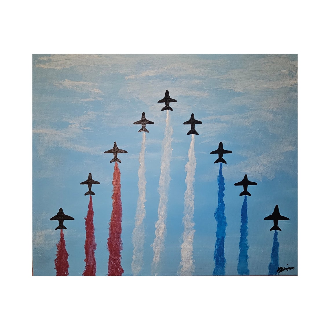 Red White & Blue Jets Acrylic Painting on Canvas 12x10 – Patriotic ...