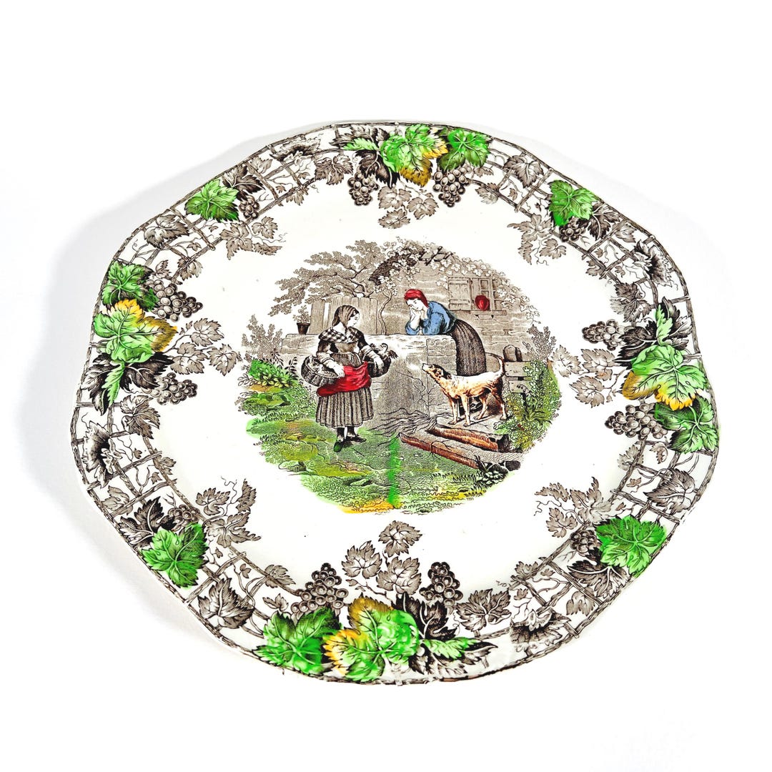 Spode Plate Green Pastoral Scene, Decorative Wall Ceramic Vintage ...