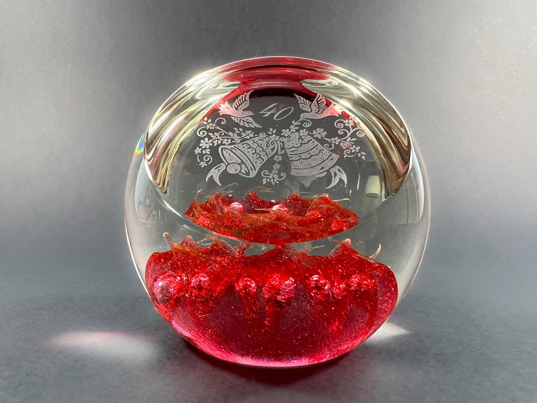 Caithness Glass Paperweight, Ruby 40th Wedding Anniversary, Scotland ...