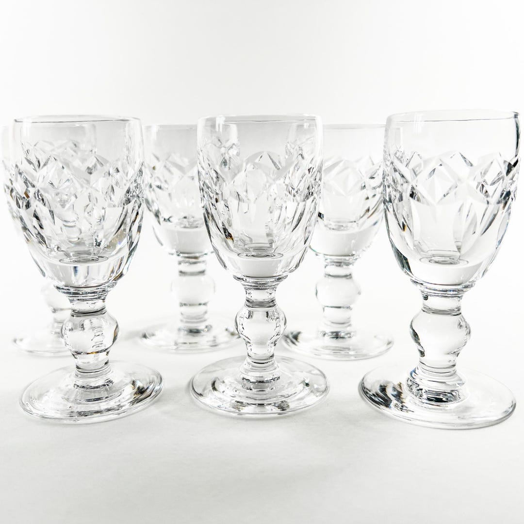 6 Crystal Cut Glass Aperitif Glasses, Small Liqueur Drinking Serving ...