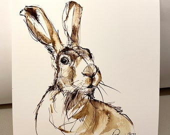 Hare Line Drawing | Etsy UK