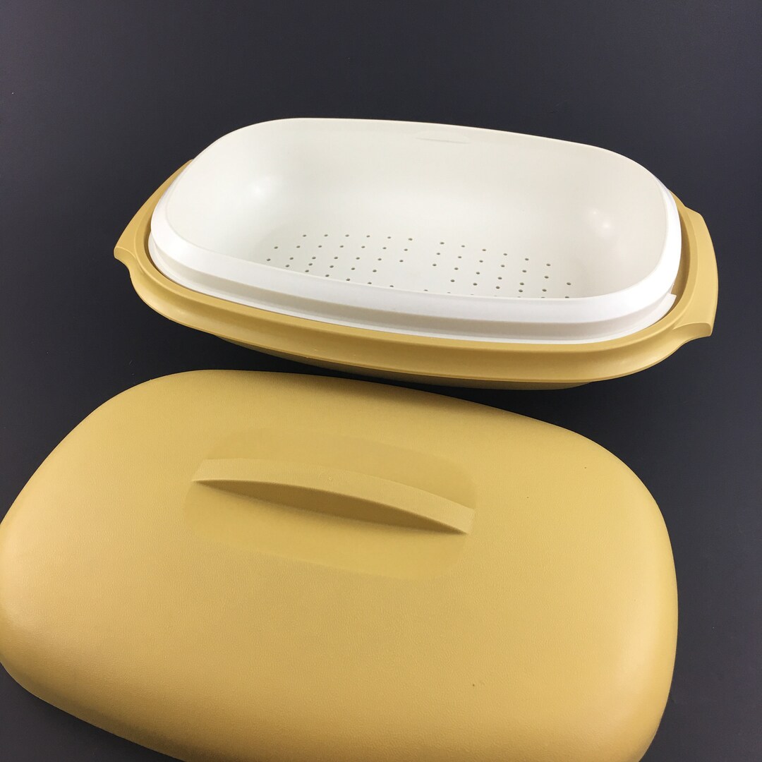 Tupperware Vegetable Rice Steamer, Harvest Gold Tupperware Steamer ...