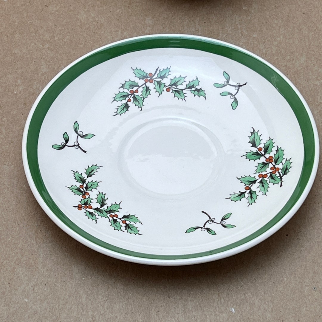 Vintage Spode England Christmas Tree Green Rim Replacement Saucer ...