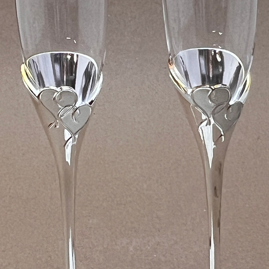 One Pair of Lenox True Love Glass & Silver-plate Champagne Flute, Pair ...