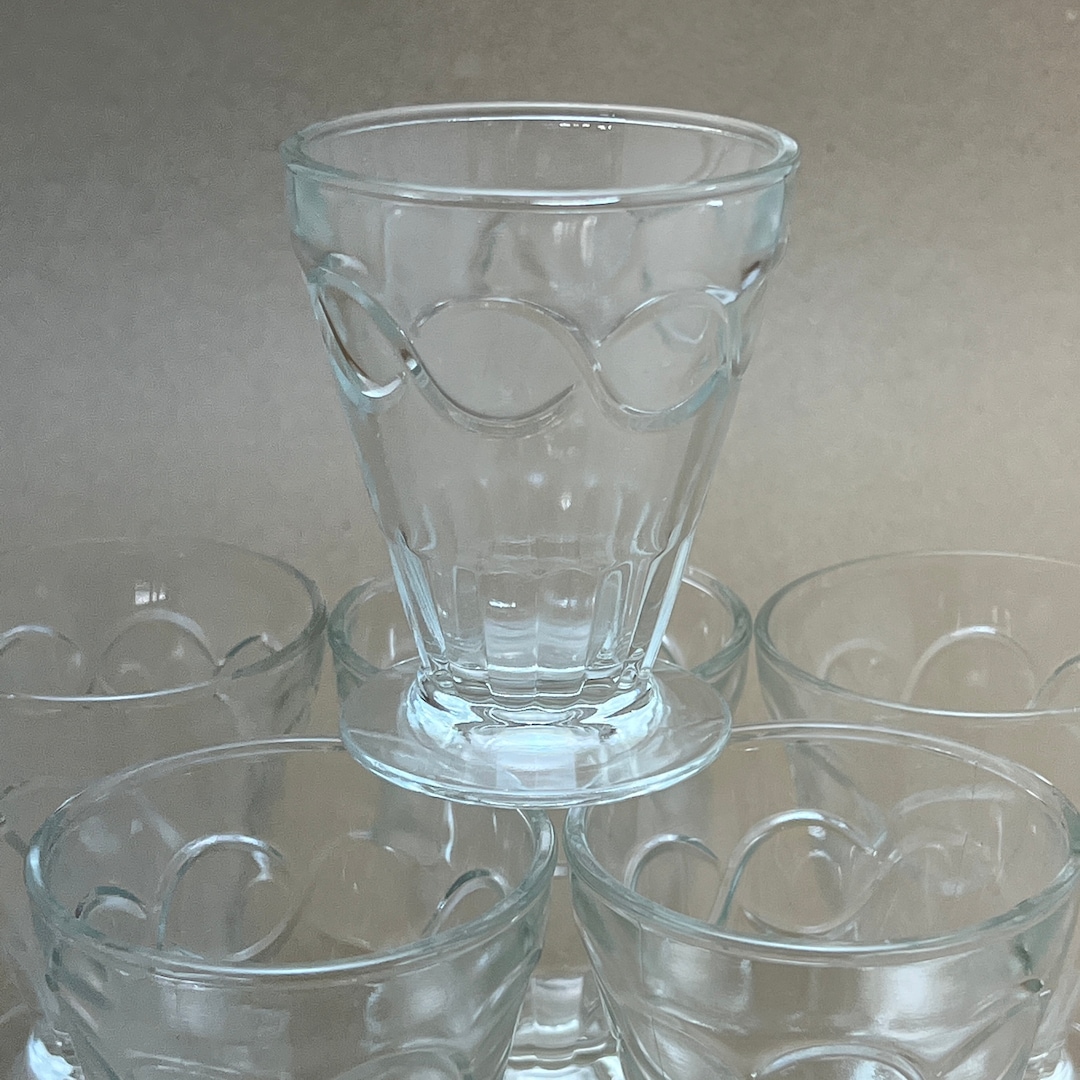 Pressed Loop Border Optic Ribbed Base Footed Juice Glass, Optic Juice ...