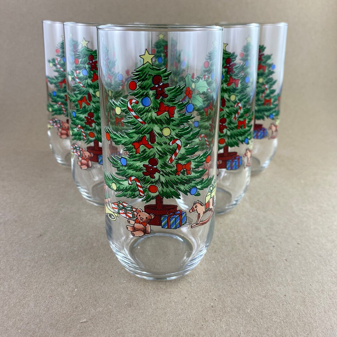 Set of 4 Luminarc NOEL Holly Tree Barware Tumblers, ARC Luminarc ...