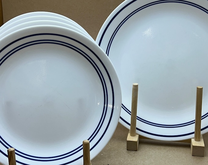 Set of 4 Corelle Classic Cafe Blue Dinner or Luncheon Plate, White ...