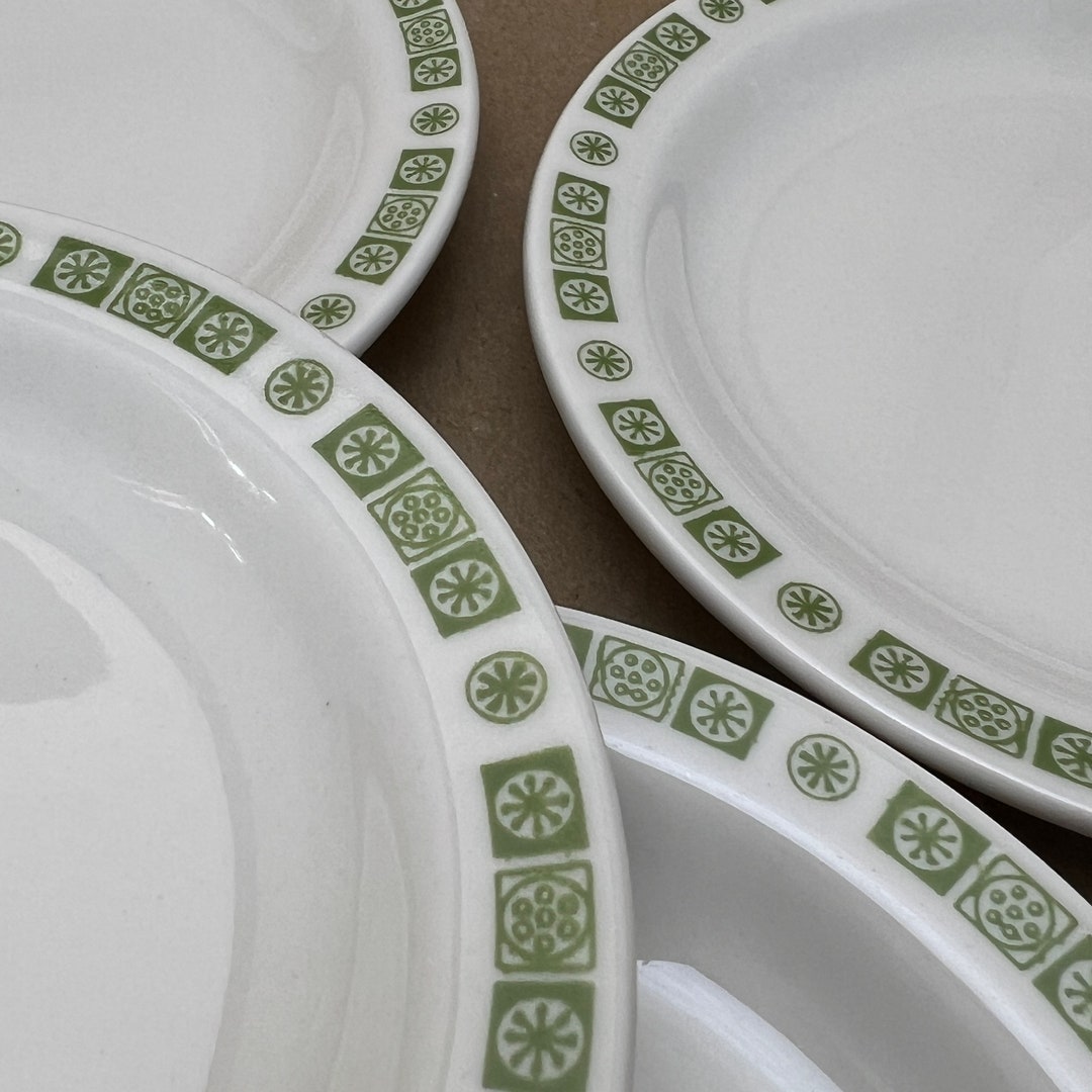 Set of 4 Buffalo China Restaurantware Side Plate, White Green Buffalo ...