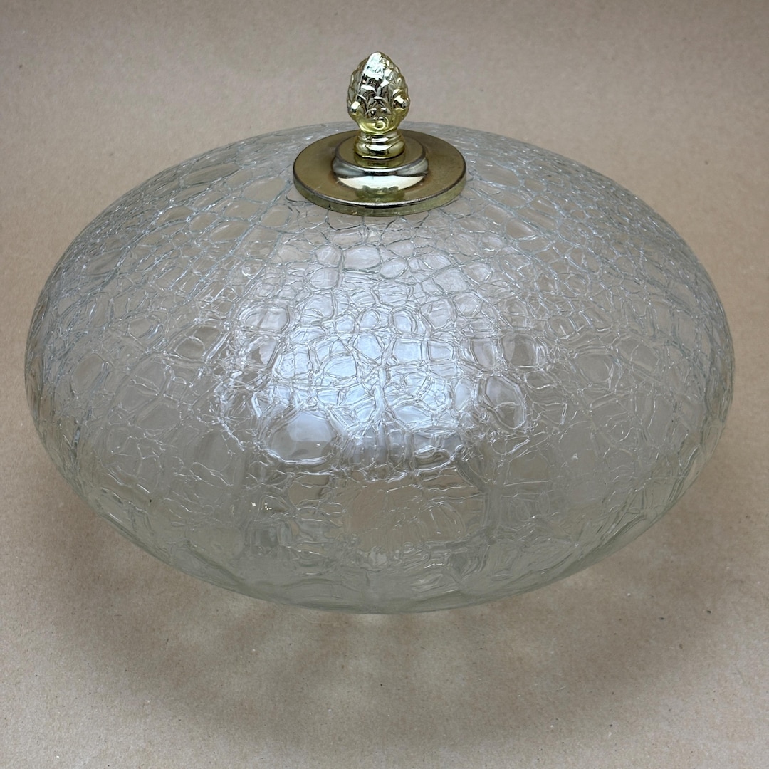 Mid Century Clear Crackle Bubble Glass Swag Ceiling Lamp Light Globe ...