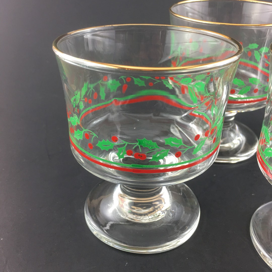 Arby's Christmas Stem Dessert Ice Cream Bowl Champagne Glass Set of 4 ...