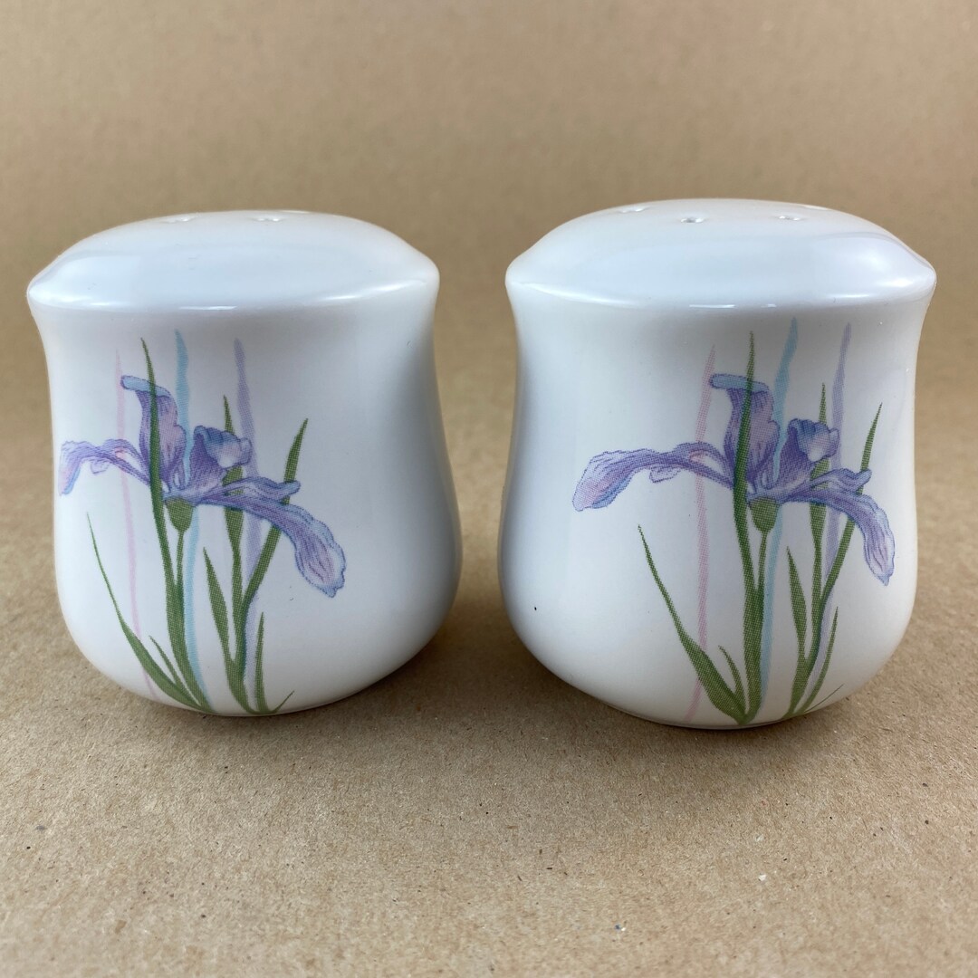 Corelle Corning Shadow Iris Salt & Pepper, Iris Flower Salt and Pepper ...