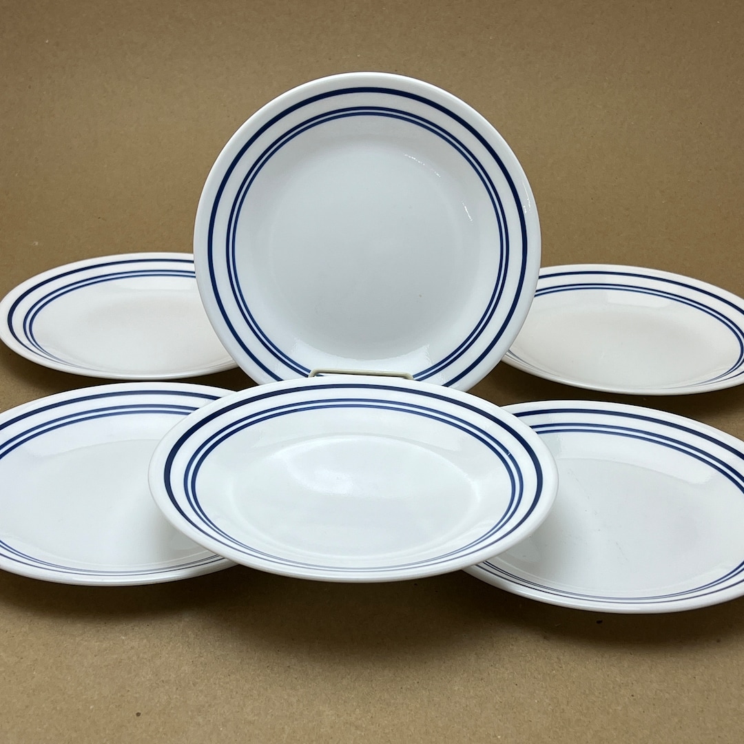 Set of 5 Corelle Classic Cafe Blue Bread Side Plate, White Corelle Blue Bands on Rim - Etsy