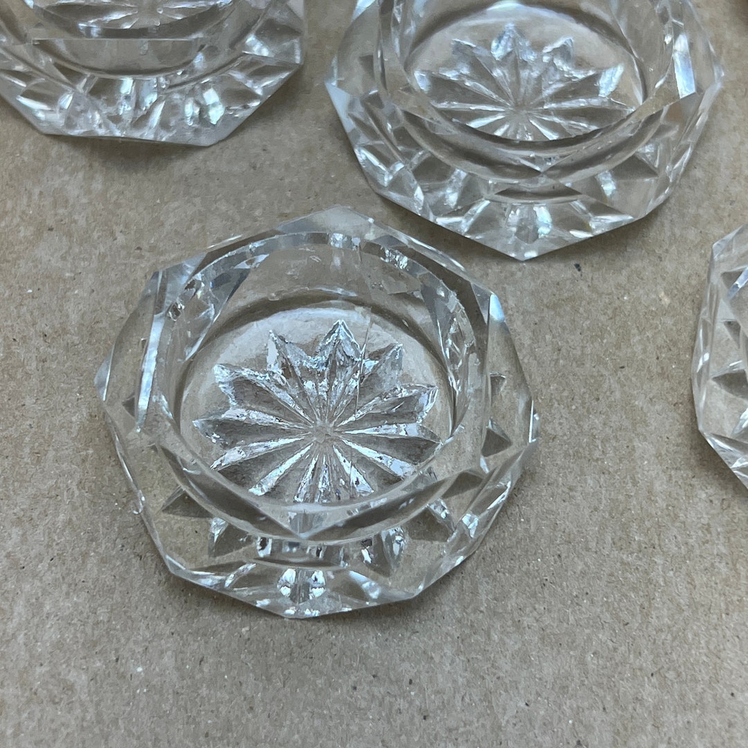 Set of 2 Vintage Bohemia Crystal Glass Salt Cellars, Open Salts, Salt ...