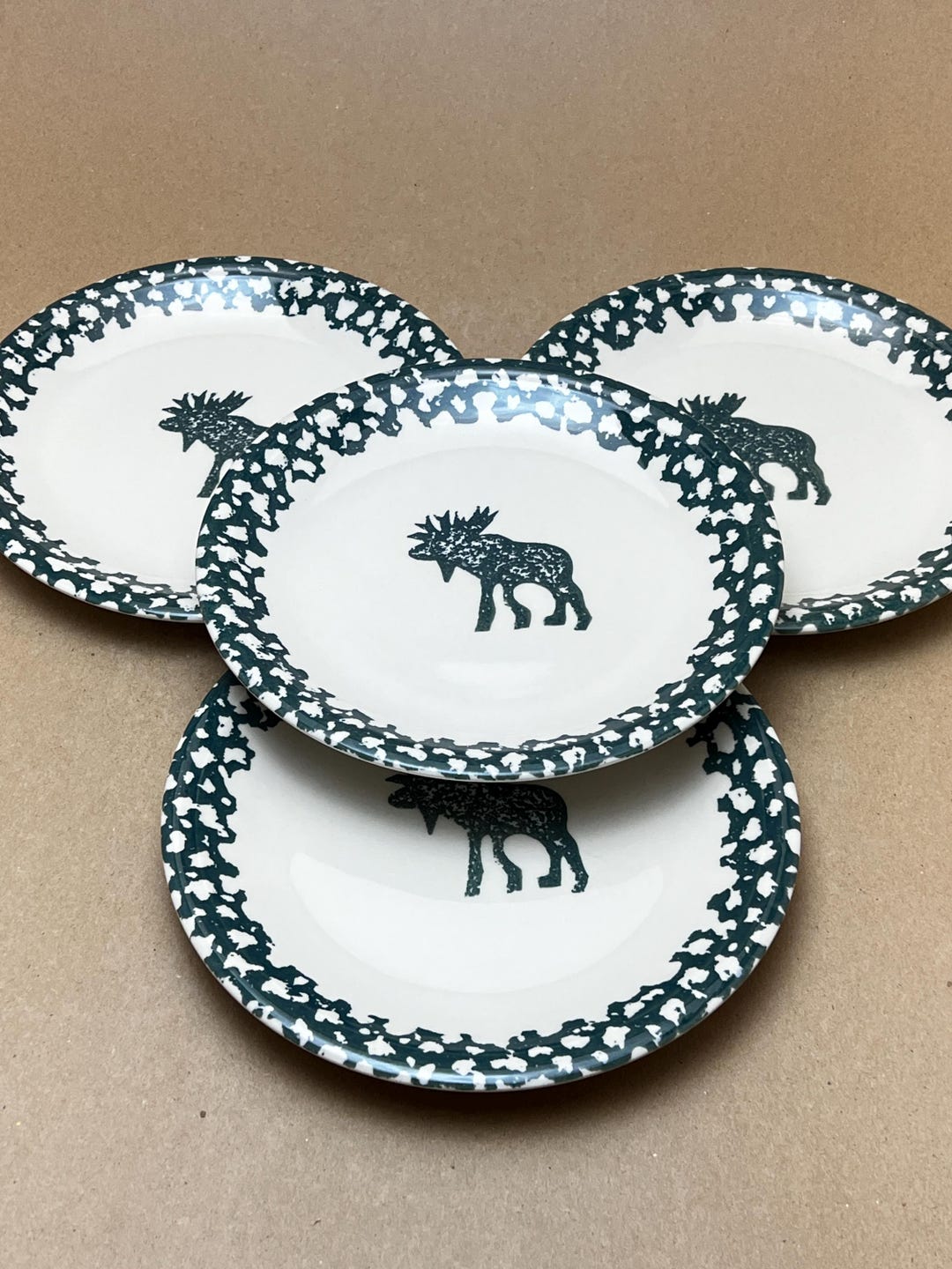 Set of 4 Tienshan Moose Country Salad Dessert Plate, Tienshan Folk ...